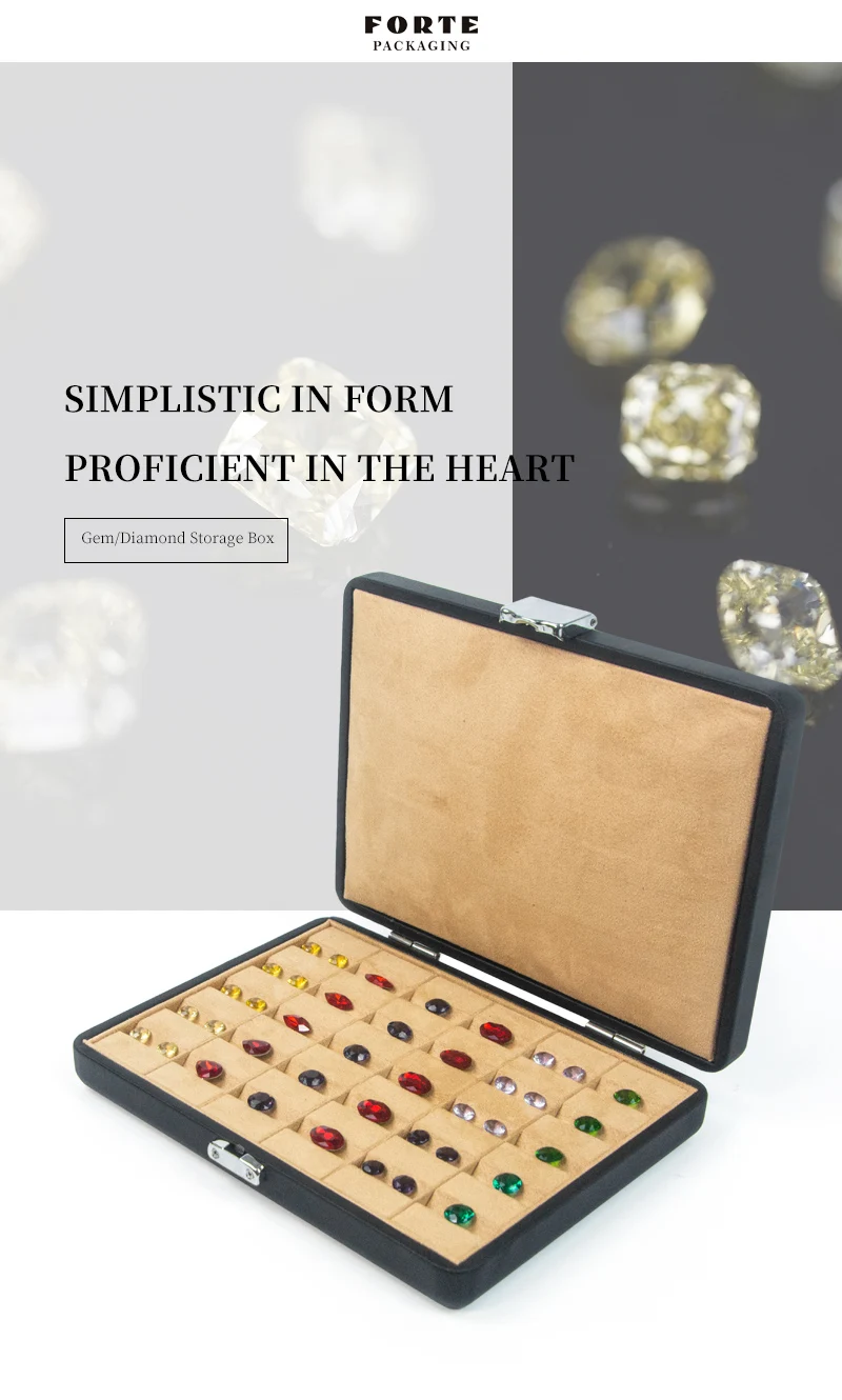 FORTE Custom logo Luxury Pu Gem Collection Box Large Diamond Packaging ...