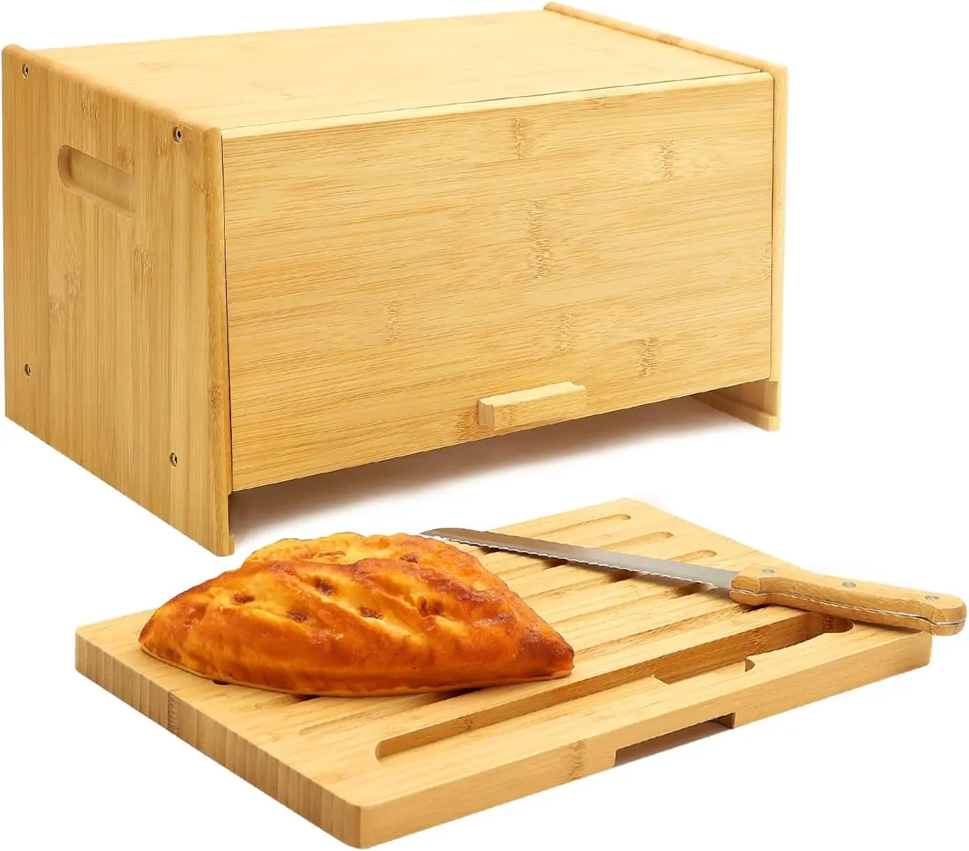 Modern Farmhouse Bamboo Bread Storage Container Polygonal Kitchen ...
