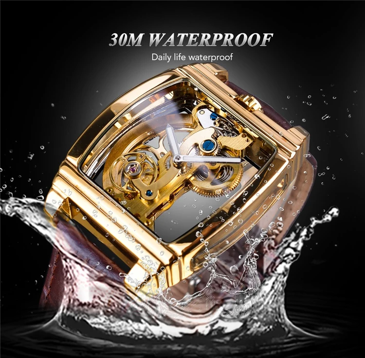 SHENHUA 9870L Watch - Transparent Skeleton Gold Automatic