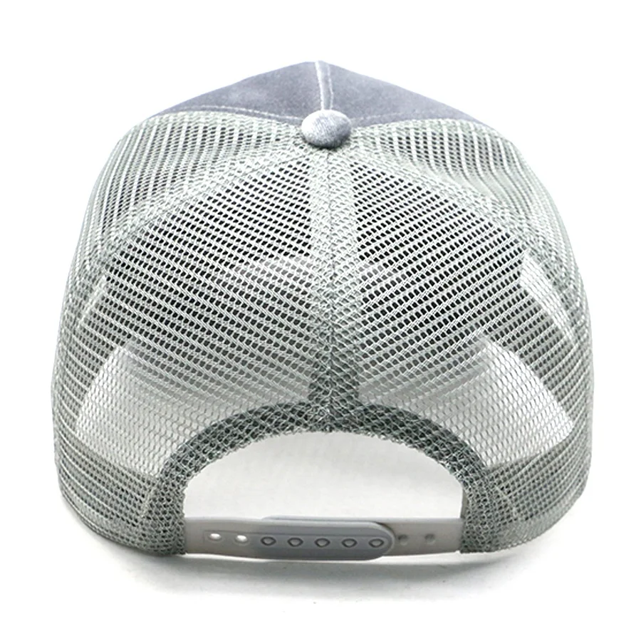 Custom Design 5 Panel Velour Mesh Trucker Caps Printed Patch