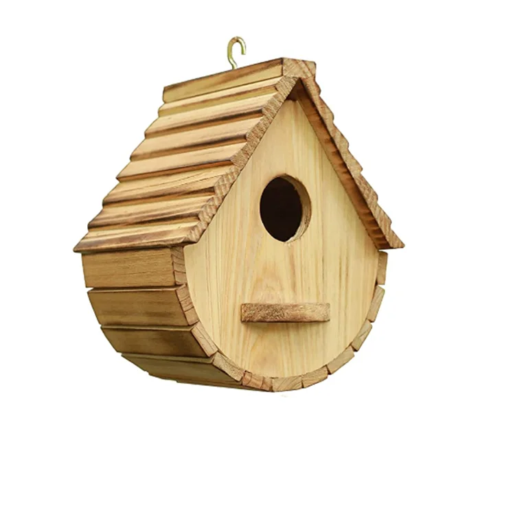 Natural Wooden Bird Hut Clearance Bluebird Finch Cardinals Hanger ...