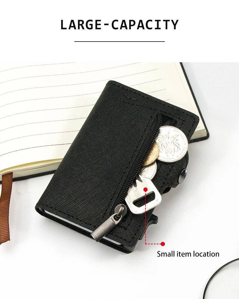 Smart Customized Mens Pop up Wallet Pu Saffiano Leather