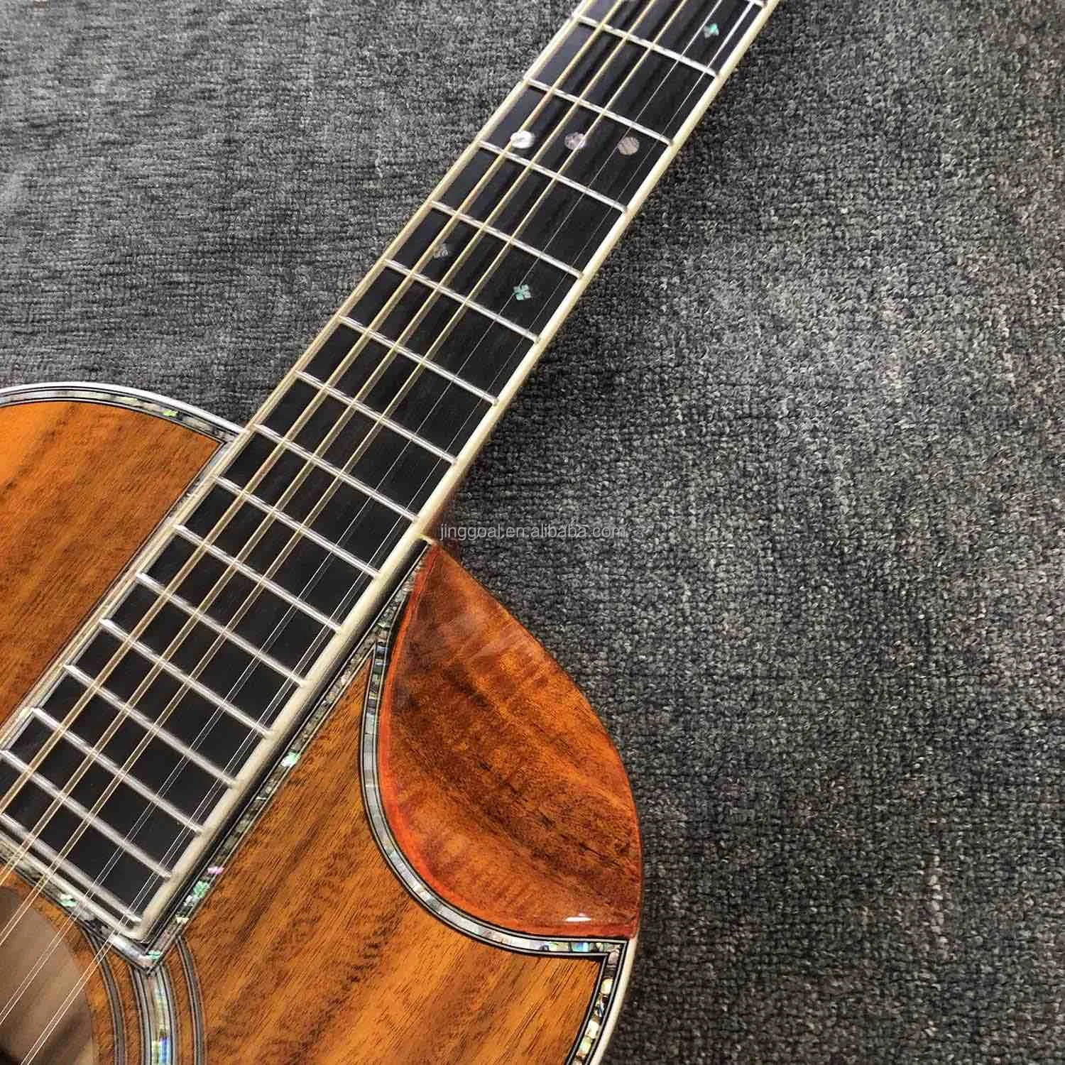 Custom Real Abalone Tree 5A Solid KOA Wood Acoustic Guitar