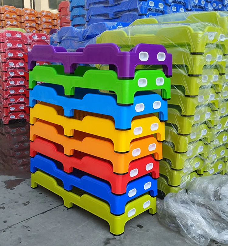Kindergarten Plastic Beds - Durable & Stackable Kids Cots
