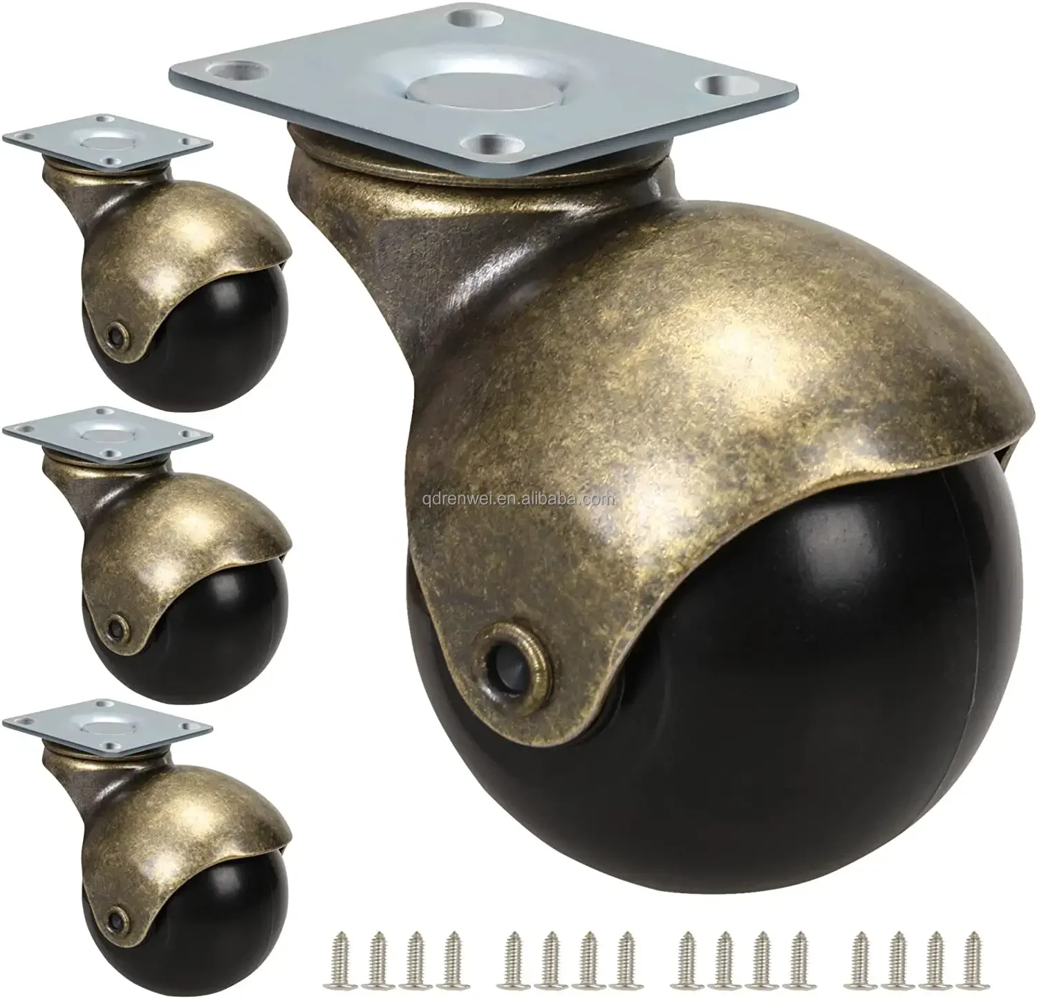 2" Ball Caster,Grip Neck Stem Caster With Brake And Sockets Vintage Antique Swivel Caster Wheel ...