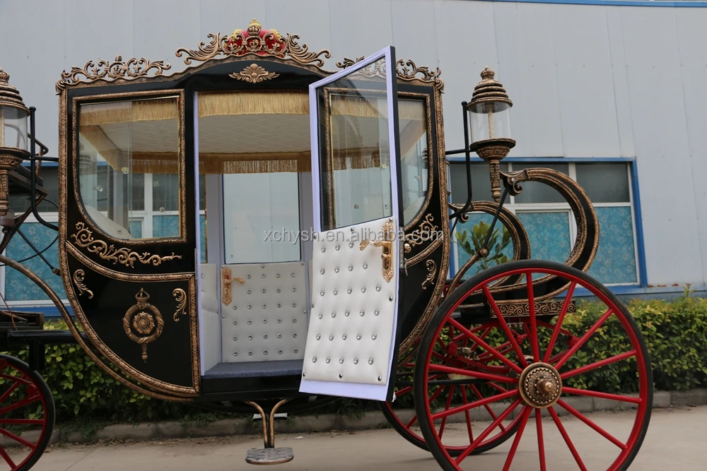 Royal Black Gold Horse Carriage/luxurious Wedding Horse-drawn Carriage ...