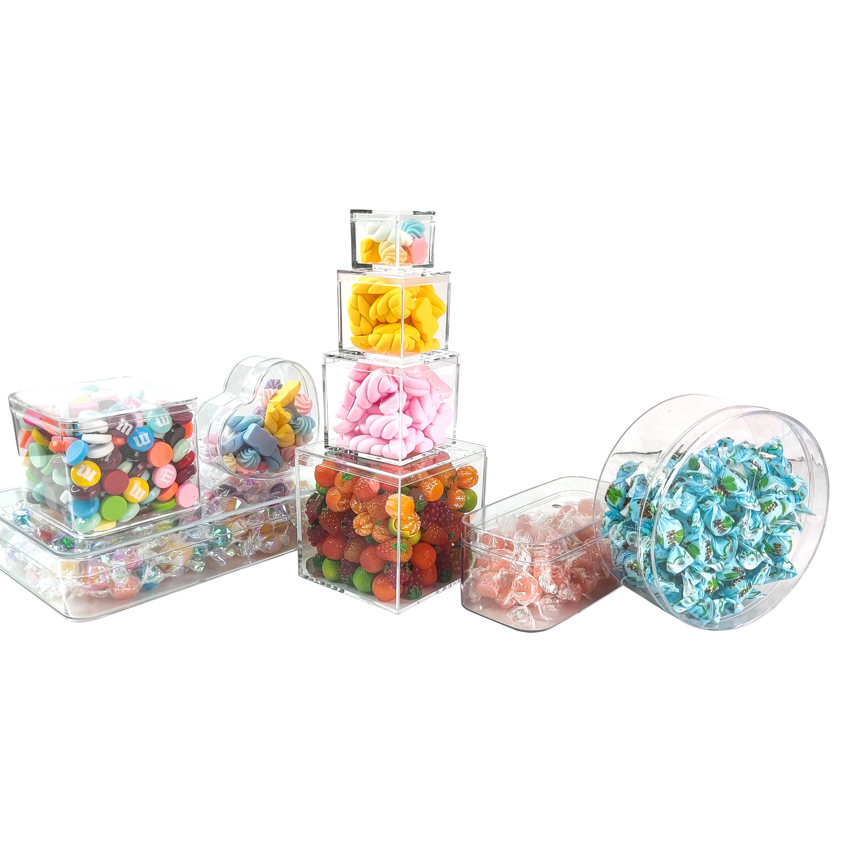 Square Acrylic Box Candy Favor Cube Customize Mold Injectioned Acrylic ...