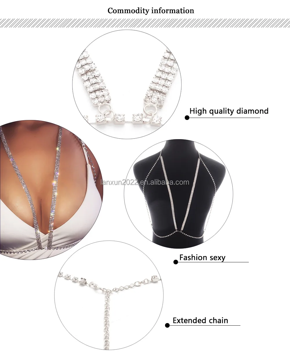 New Arrivals Crystal Sexy Bra Chest Chain Shinning Rhinestone Beach