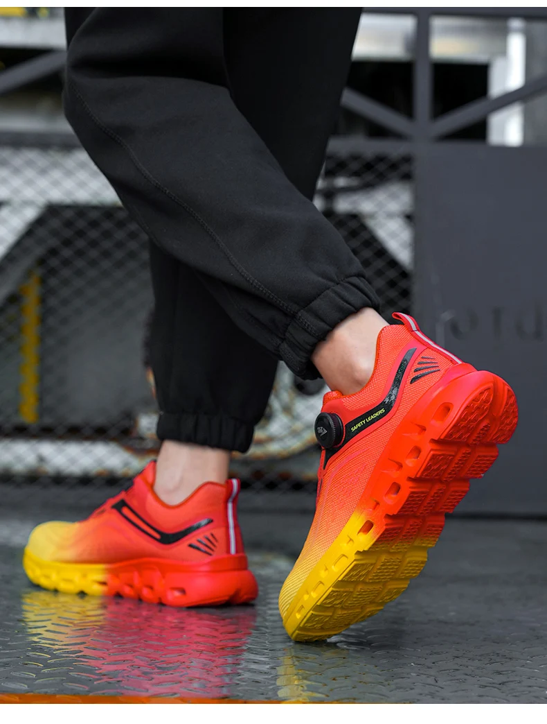 Orange Fast Lacing System Safety Shoes - Durable & Comfortable