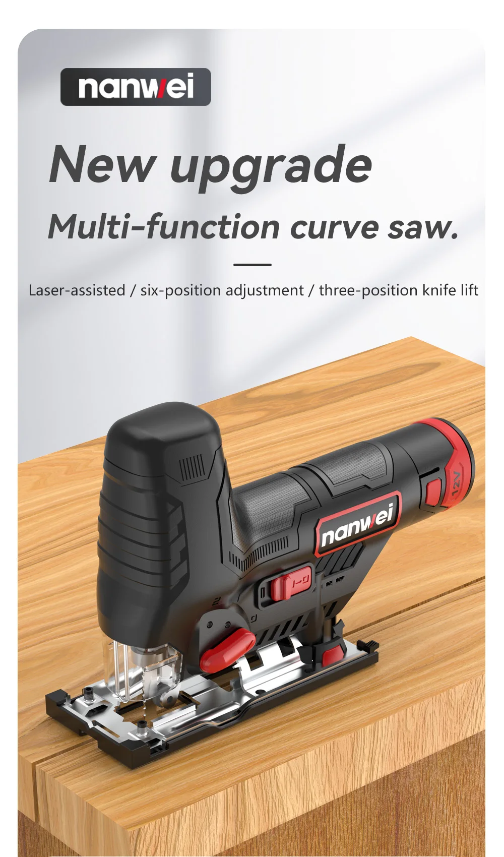 NANWEI 12V Electric Wood Cutting Curve Saw - Mini JIG SAW