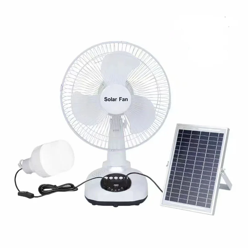 12 inch Portable Solar Table Fan with solar panel 5200mAh Ideal for ...