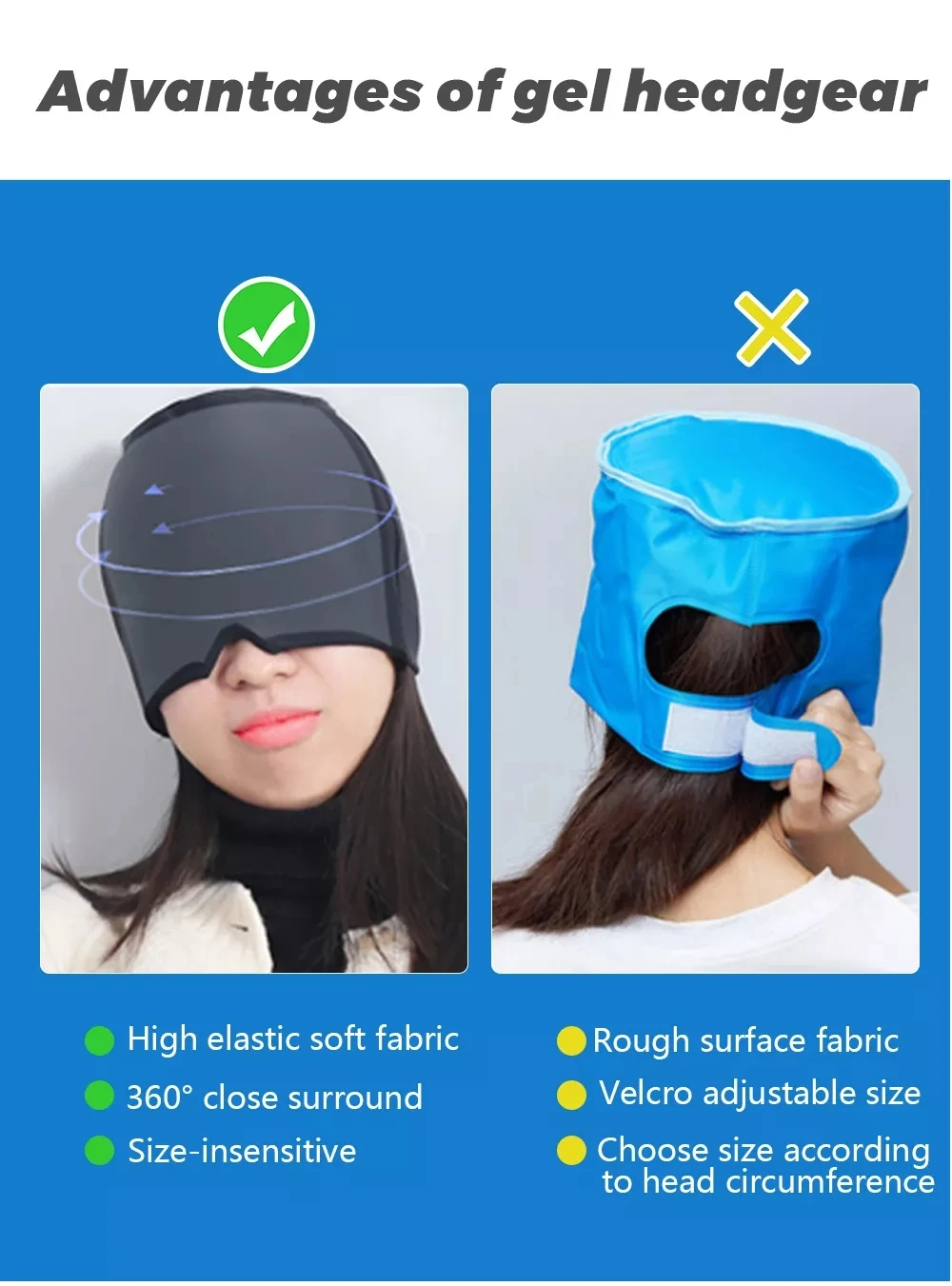 Headache Hat - Migraine Relief Cap with Gel Ice Pack