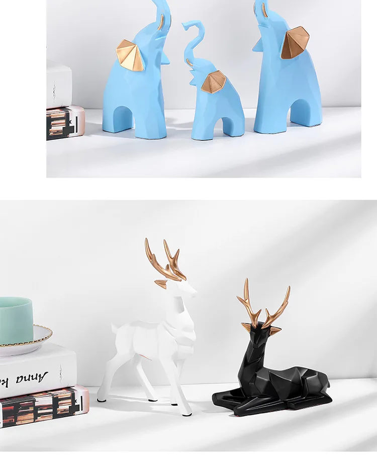 Nordic Home Decoration Creative Geometry Deer Resin Decoration| Alibaba.com