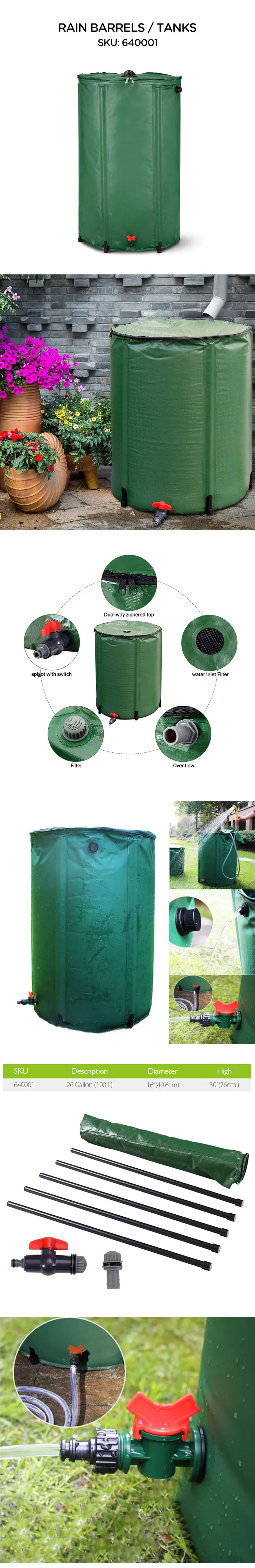 100l Collapsible Portable Water Storage Tank Collection Rain Barrel ...