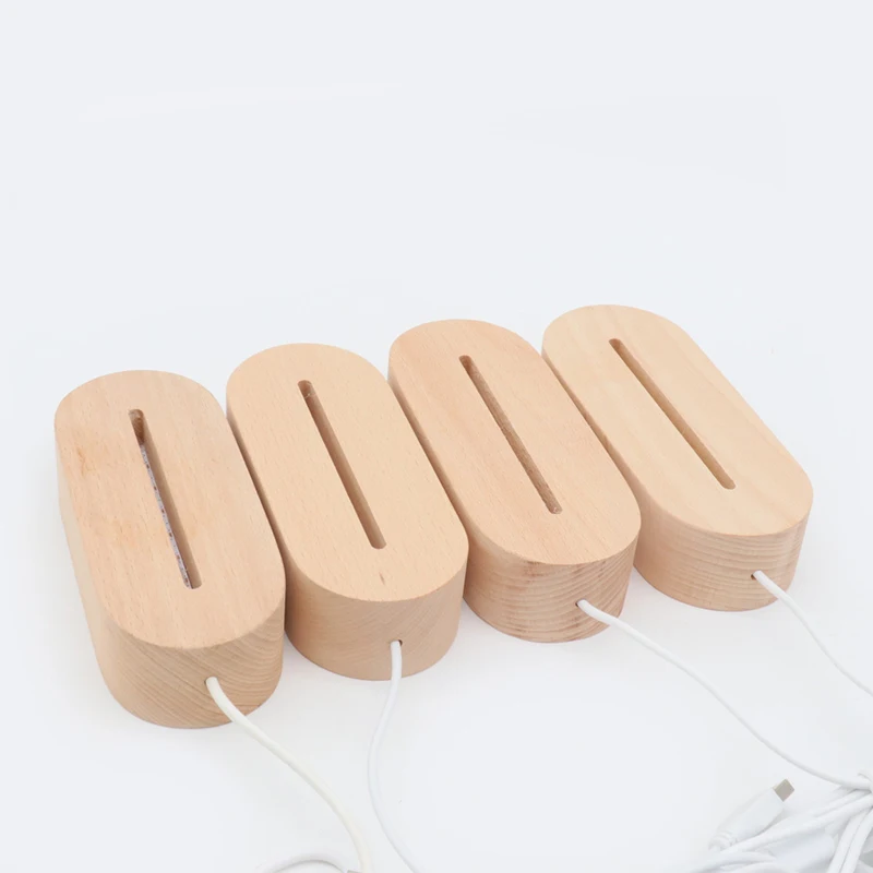 Oval Custom Wood Wooden Night Light Lamp Base for Acrylic 3D Night ...