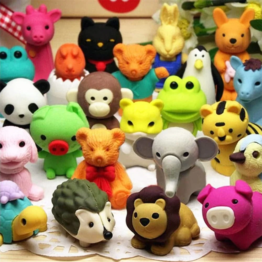 Kawaii Eraser,Cartoon Kids Pencil Erasers Funny Animal Cute Eraser For ...