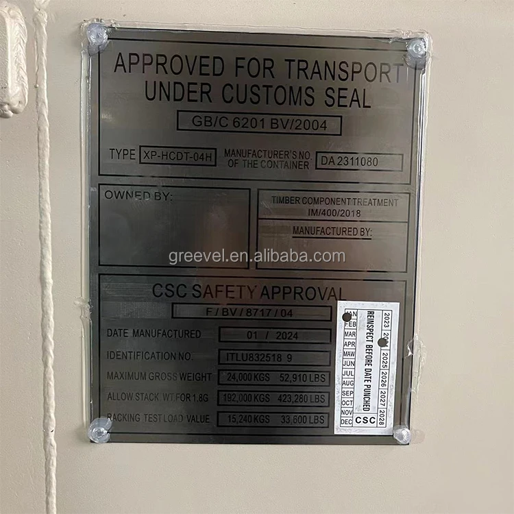Greevel Stainless Steel Iso Shipping Container Csc Plate - Buy Csc ...