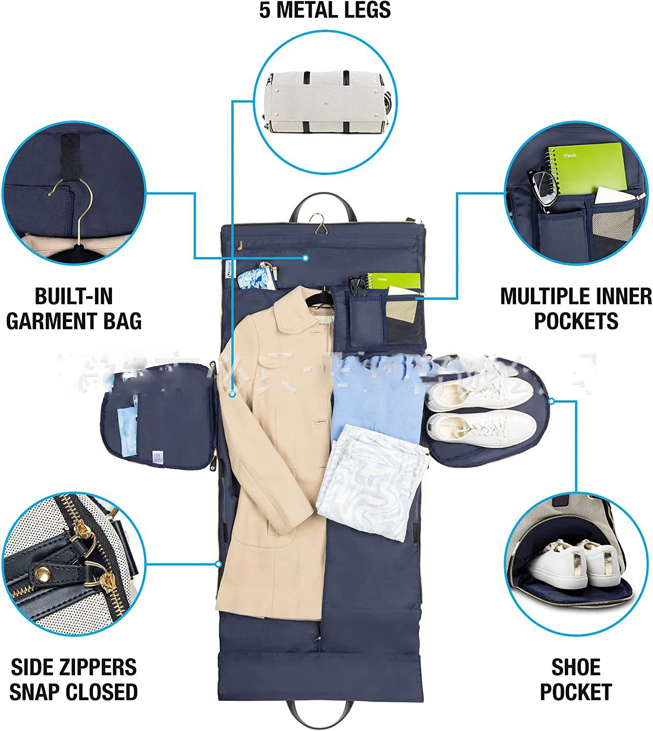 Bsci Fty Women Large Capacity Carry On Cloth Bag Travel Business Trip ...