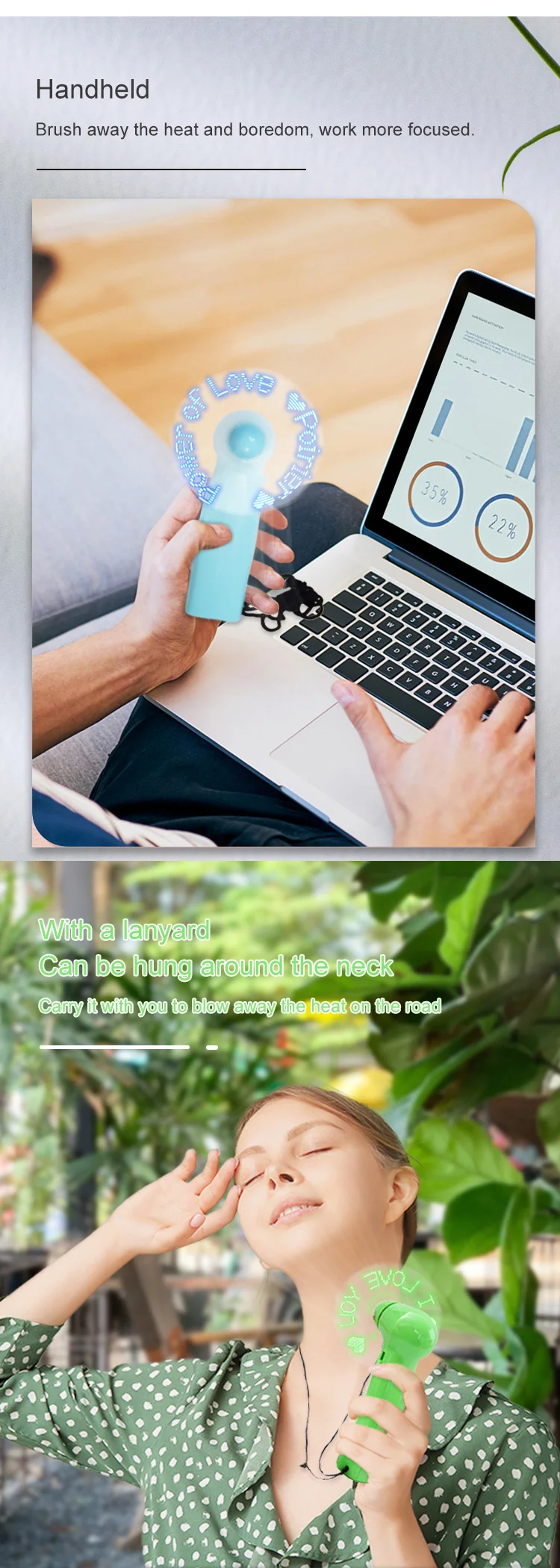 Promotion Gifts Electric Led Programmable Fan with Battery for Wedding ...