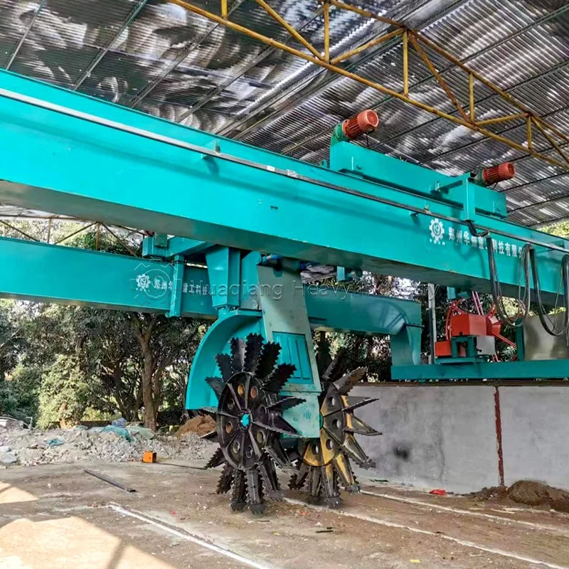 Cow manure bio fertilizer wheel compost turning machine organic ...