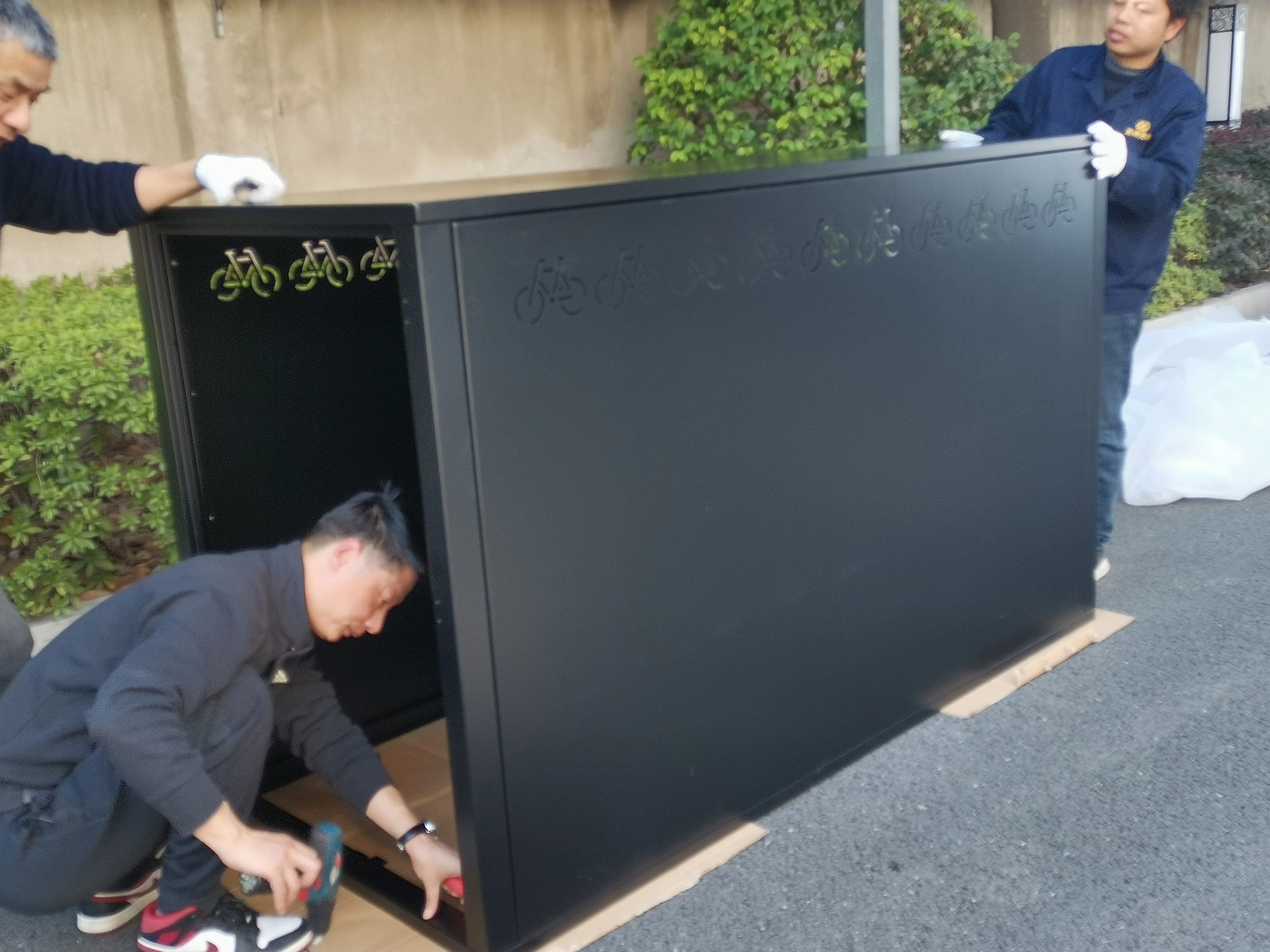 Galvanized Black Bike Storage Box Carbon Steel Suitable for Outdoor ...