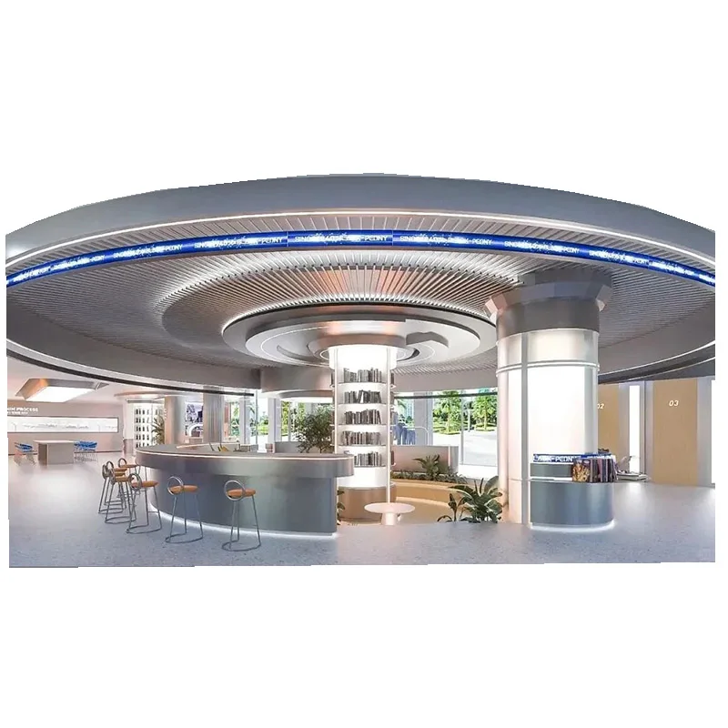 Curved streamlined office front desk display cabinet design, customized ...