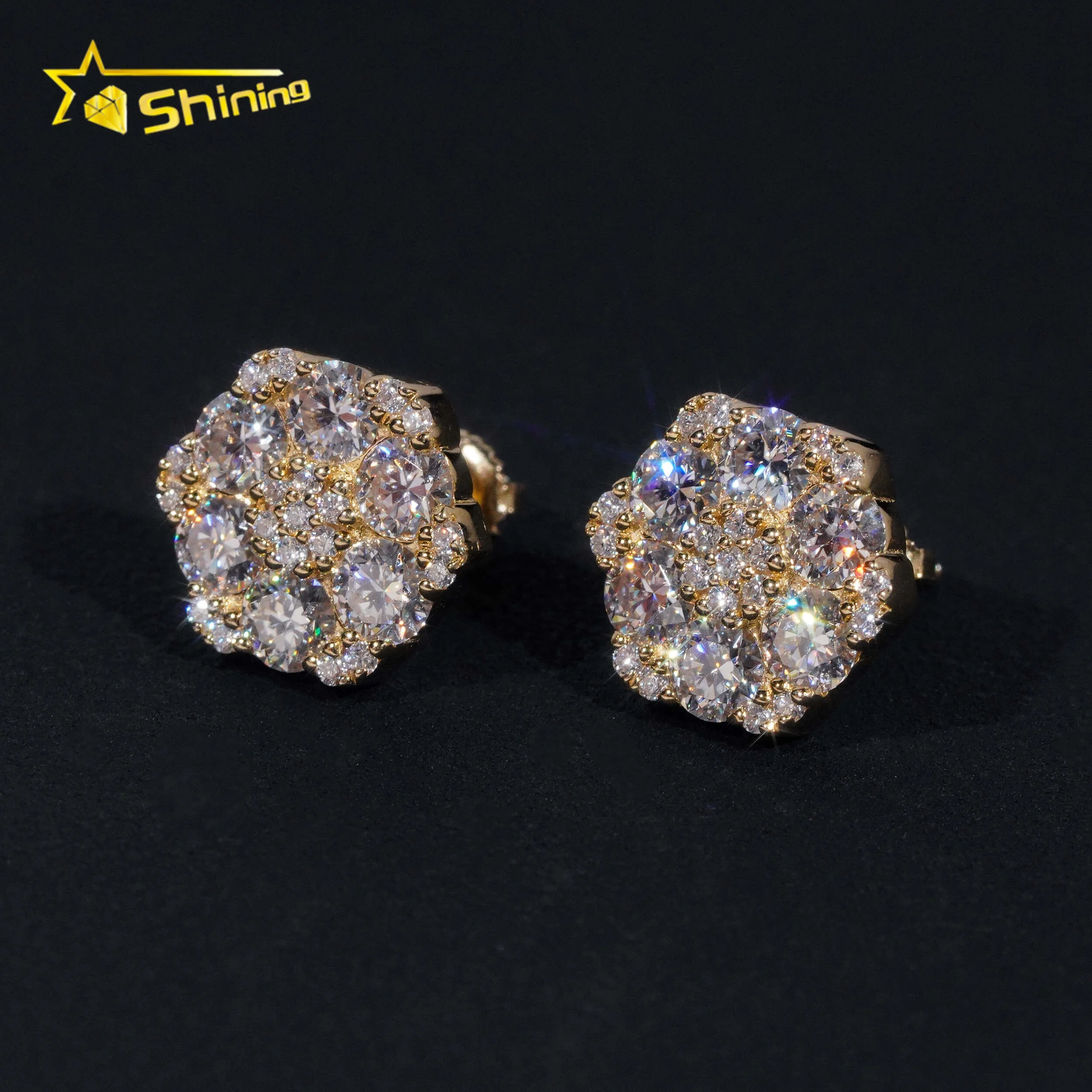 Luxury Cluster Flower Hip Hop Earrings - 925 Sterling Silver