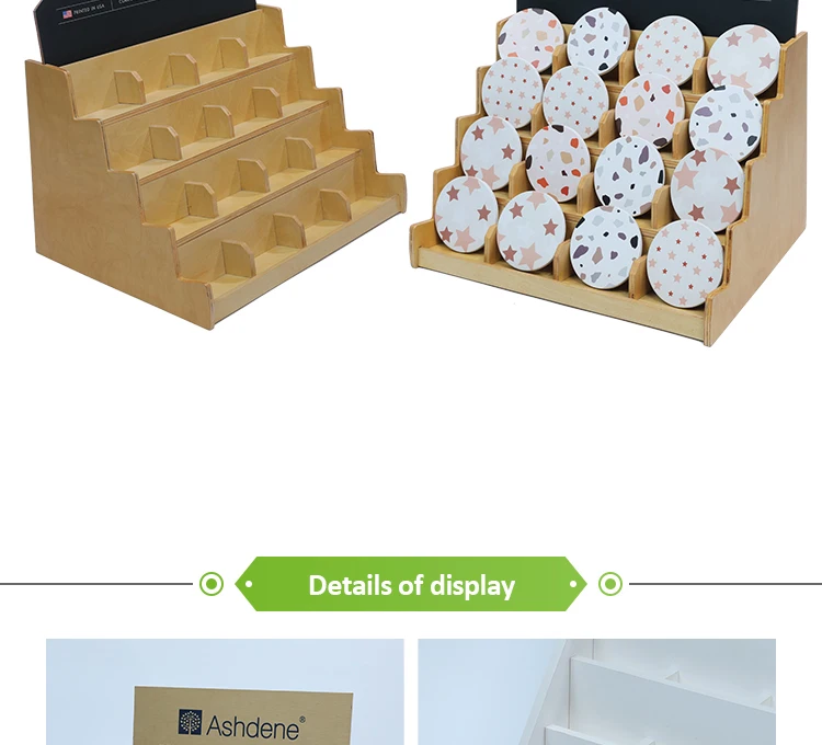 Custom Wood Countertop Poster Card Display Stand Coaster