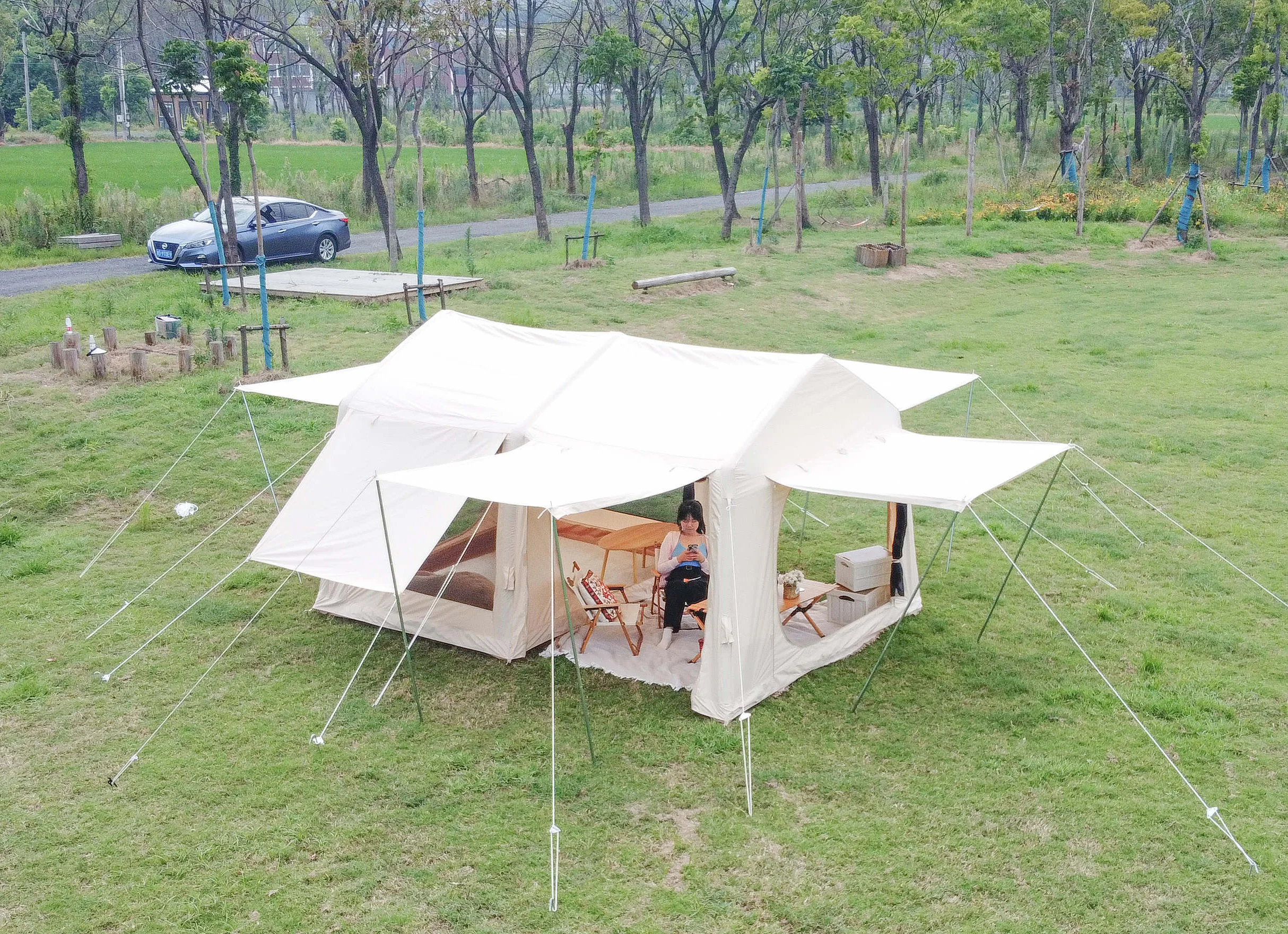 Family Air Inflated Cottage Air Tent Inflatable-cabin-tent Double Doors ...