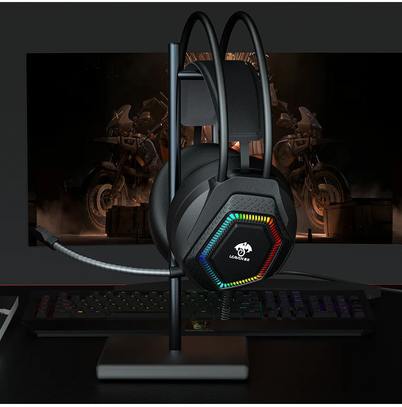 LEAVEN G70 PC Gaming Headset - 7.1 Audio with LED Lights