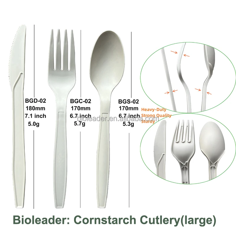 Wholesale Biodegradable Compostable CPLA Plastic Cutlery Set Disposable ...