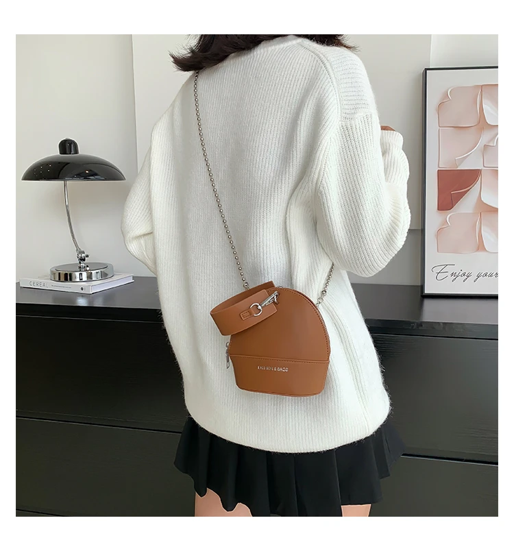 Pu Leather Small Purse Crossbody Shoulder Bags Chains Shell Shape Mini ...