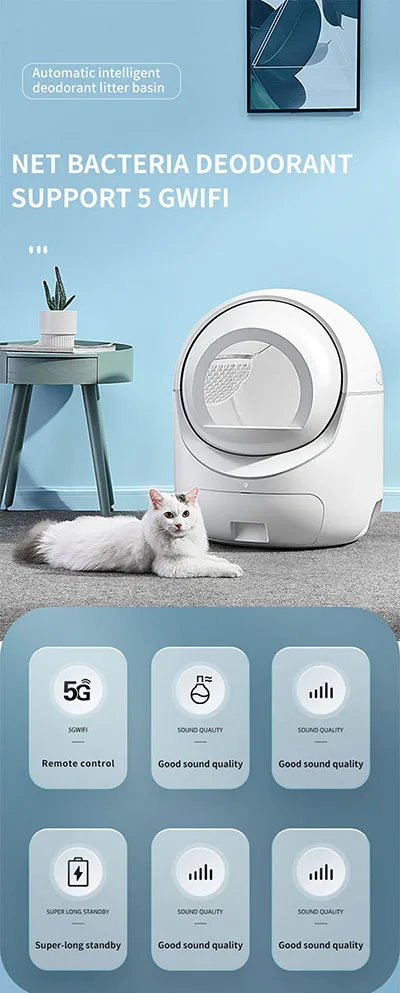 Extra Large Plastic Automat Smart Cat Litter Box Jumbo Self-cleaning ...