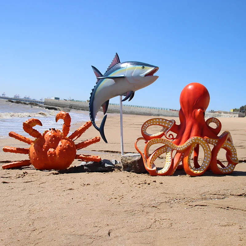Customized Outdoor Seafood Beach Display Fiberglass Starfish Crab ...