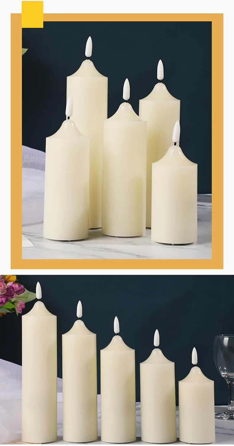 3D Bullet Shape Flameless Pillar Electric Candle Led Real Wax Candle ...