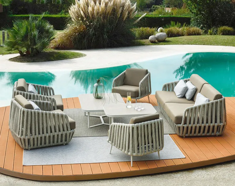 Modern Design Outdoor Furniture Hand-woven Garden Rope Sofa And Rattan ...