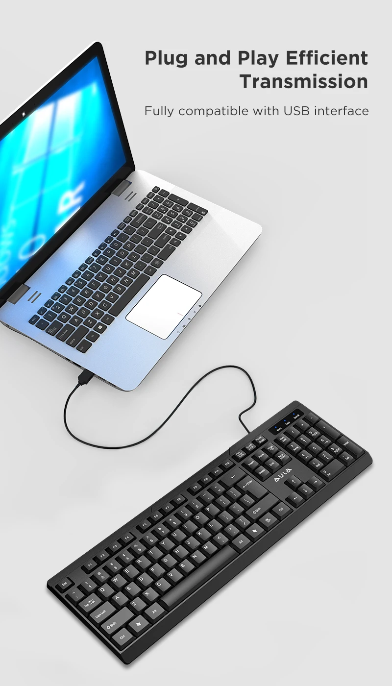 Aula Ak205 Office Keyboard Usb2.0 Wired,Plug Play,Anti-wear Letters For ...