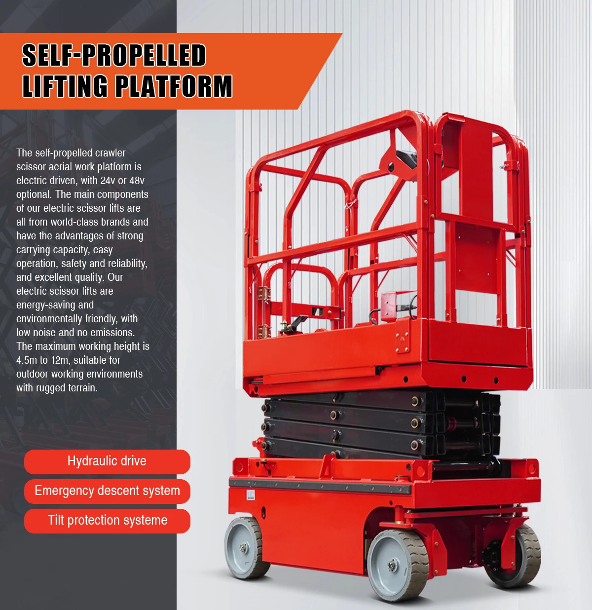 Mini Manlift Self Propelled Scissor Lift On Tracks Rough Terrain ...