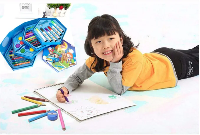 2025 New 46pcs Multilayer Cartoon Kids Drawing Set