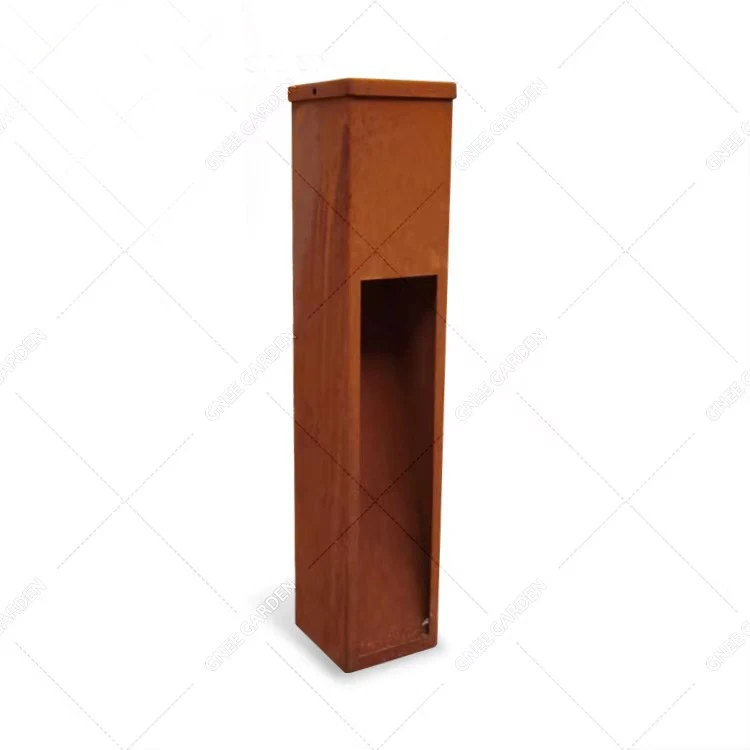 Garden corten steel rust colour bollard lights bollard with light ...