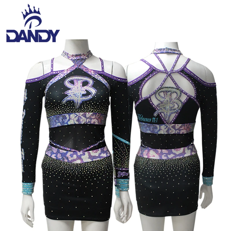 High School Pleat Skirts Cheerleading Uniforms Shiny Rhinestones Cheerleader Uniforms Buy