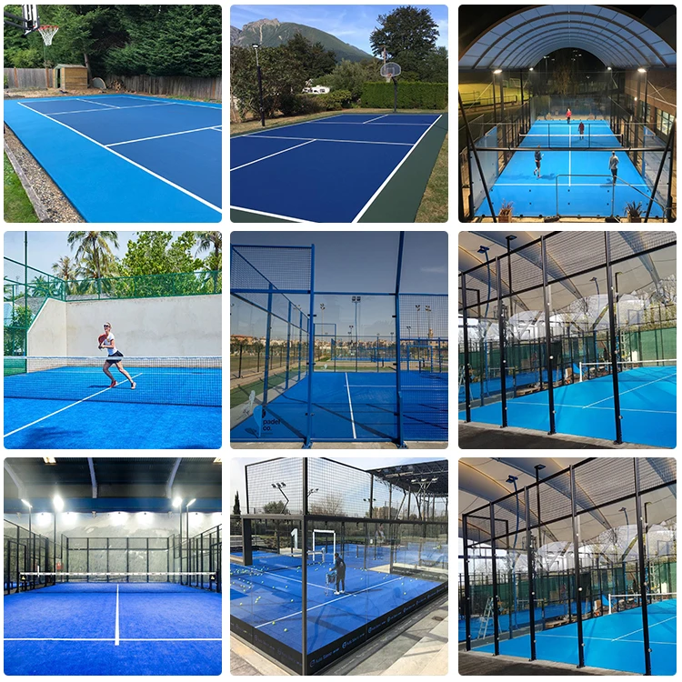 10*20M Panoramic Padel Tennis Court with Steel Structure & 12mm Pile Height