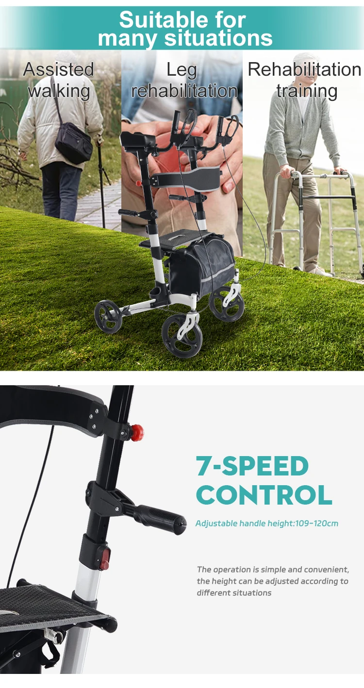 Forearm Rollator Walker With Seat And Backrest Adjustable Handle Height ...