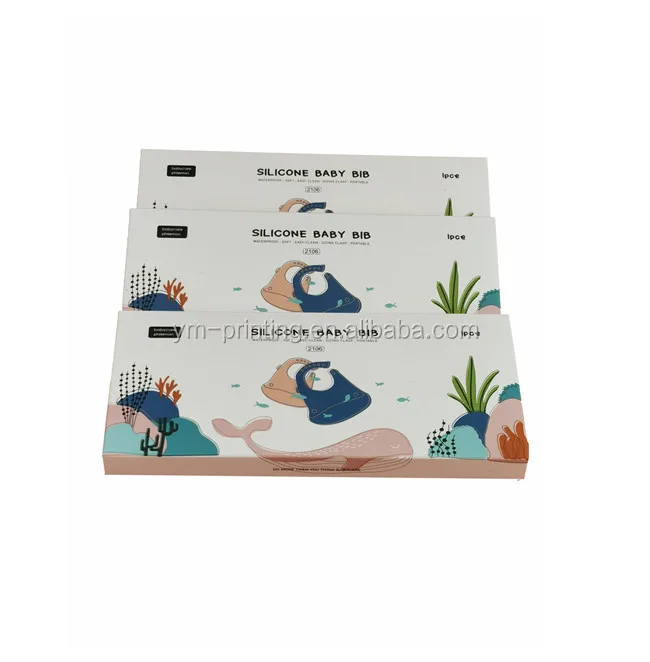 Baby Bib Package Box Custom Printed 350gsm White Art Paper Paperboard ...