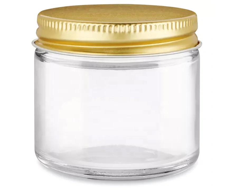 2 Oz Clear Glass Baller Jar W/ Gold Aluminum Lids Beads,Sample Size ...