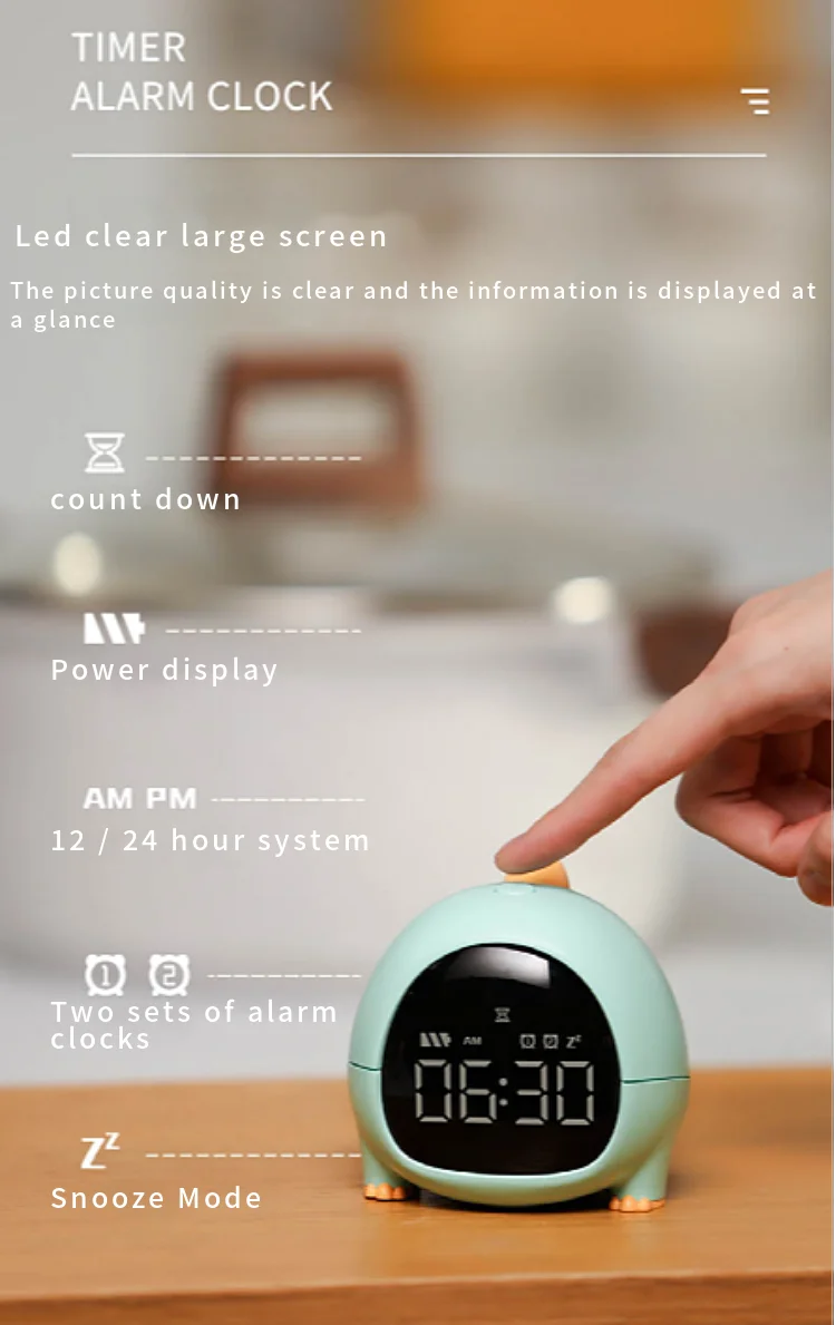 Cartoon Little Dinosaur Timed Alarm Clock Focuses On Learning And Managing Time Children's Clock ...