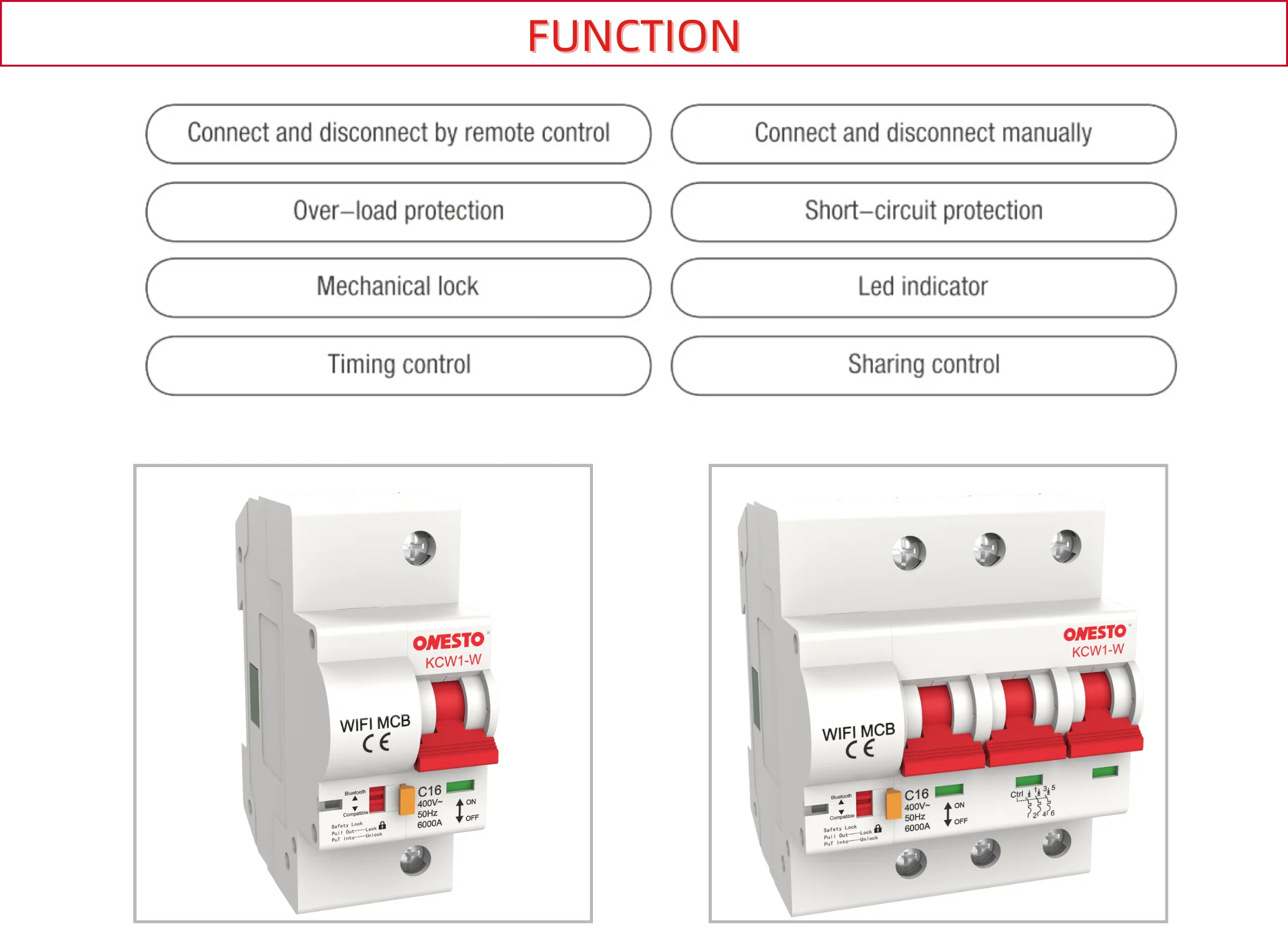 ONESTO Smart APP Control Zigbee MCB Breaker 1P 2P 3P 4P