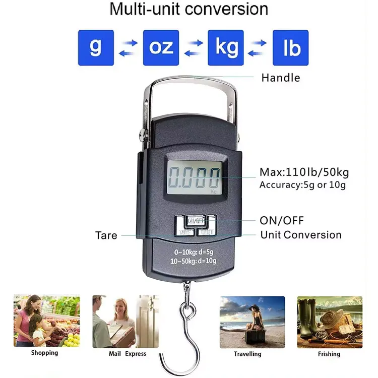 50kg Electronic Luggage Hand Portable Hanging Digital Balance Fishing ...