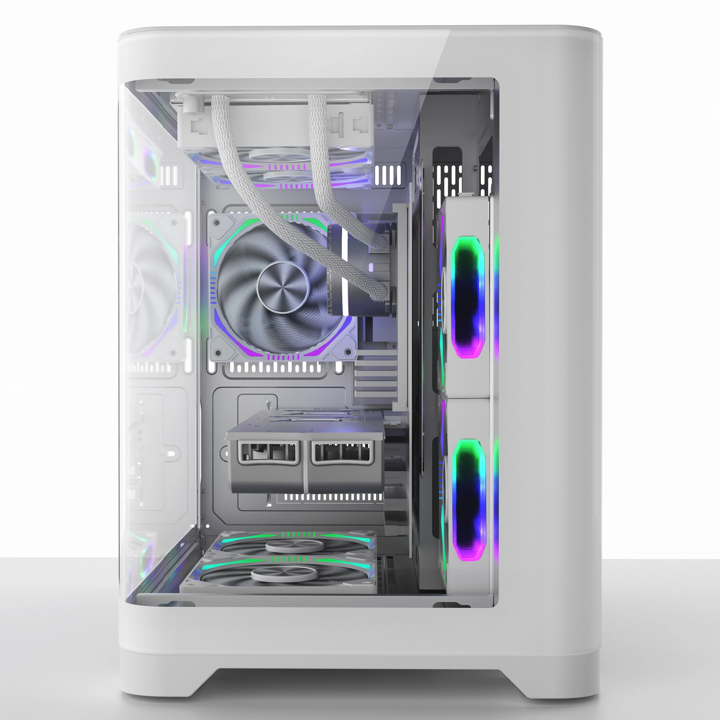 Factory New Design White Matx Gaming Pc Case Desktop Chassis Curved ...