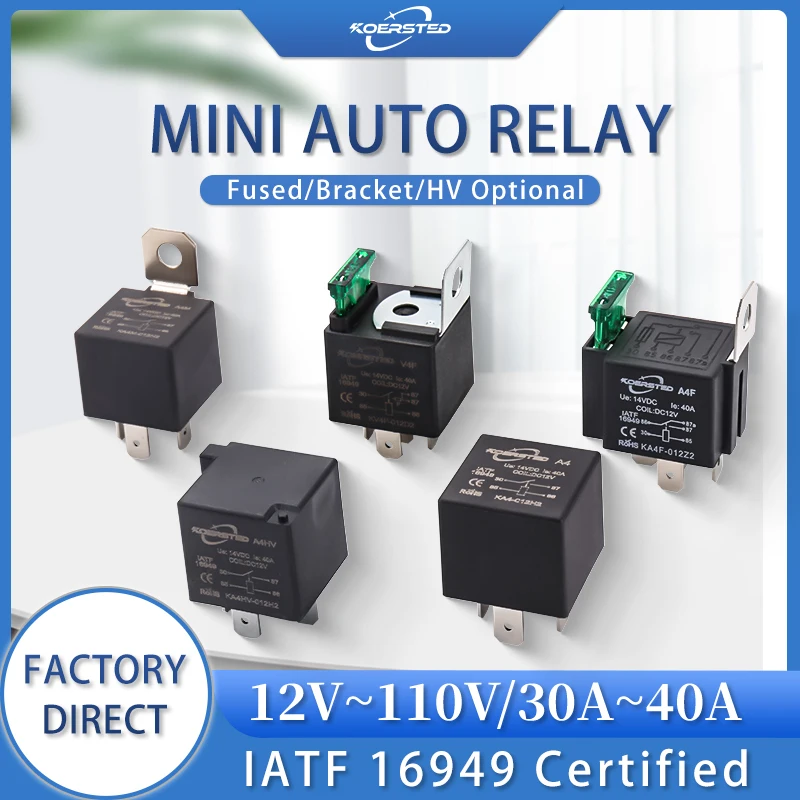 A4 Series Automotive Relay, 12V 24V 4 Pin 5 Pin 40A Mini Relay ...